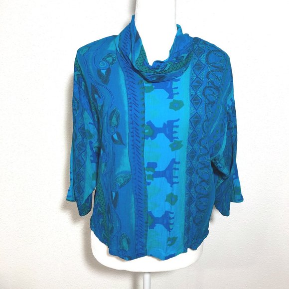Papike Wear | Tops | Papike Wear Vintage Blue Green Patterned Top ...